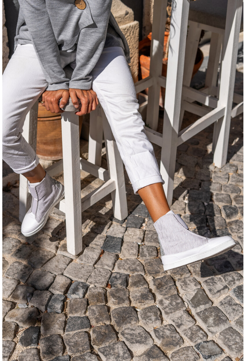 Guki35 Kadın Gri-Beyaz Günlük Rahat Vegan Hug High Top Sneaker Gk ...