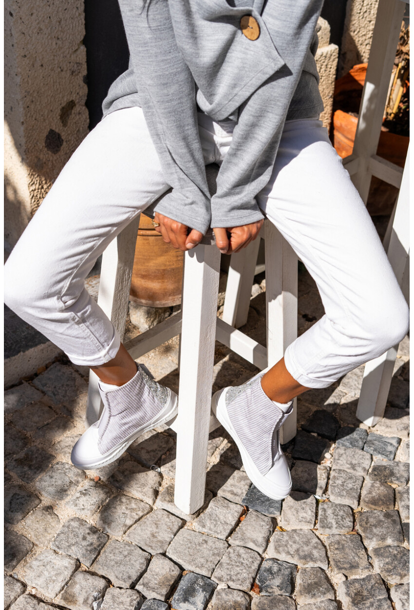 Guki35 Kadın Gri-Beyaz Günlük Rahat Vegan Hug High Top Sneaker Gk ...