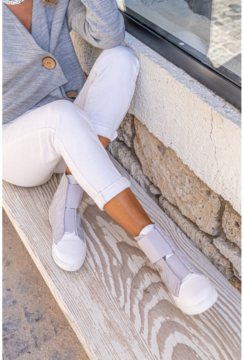 Guki35 Kadın Gri-Beyaz Günlük Rahat Vegan Hug High Top Sneaker Gk ...