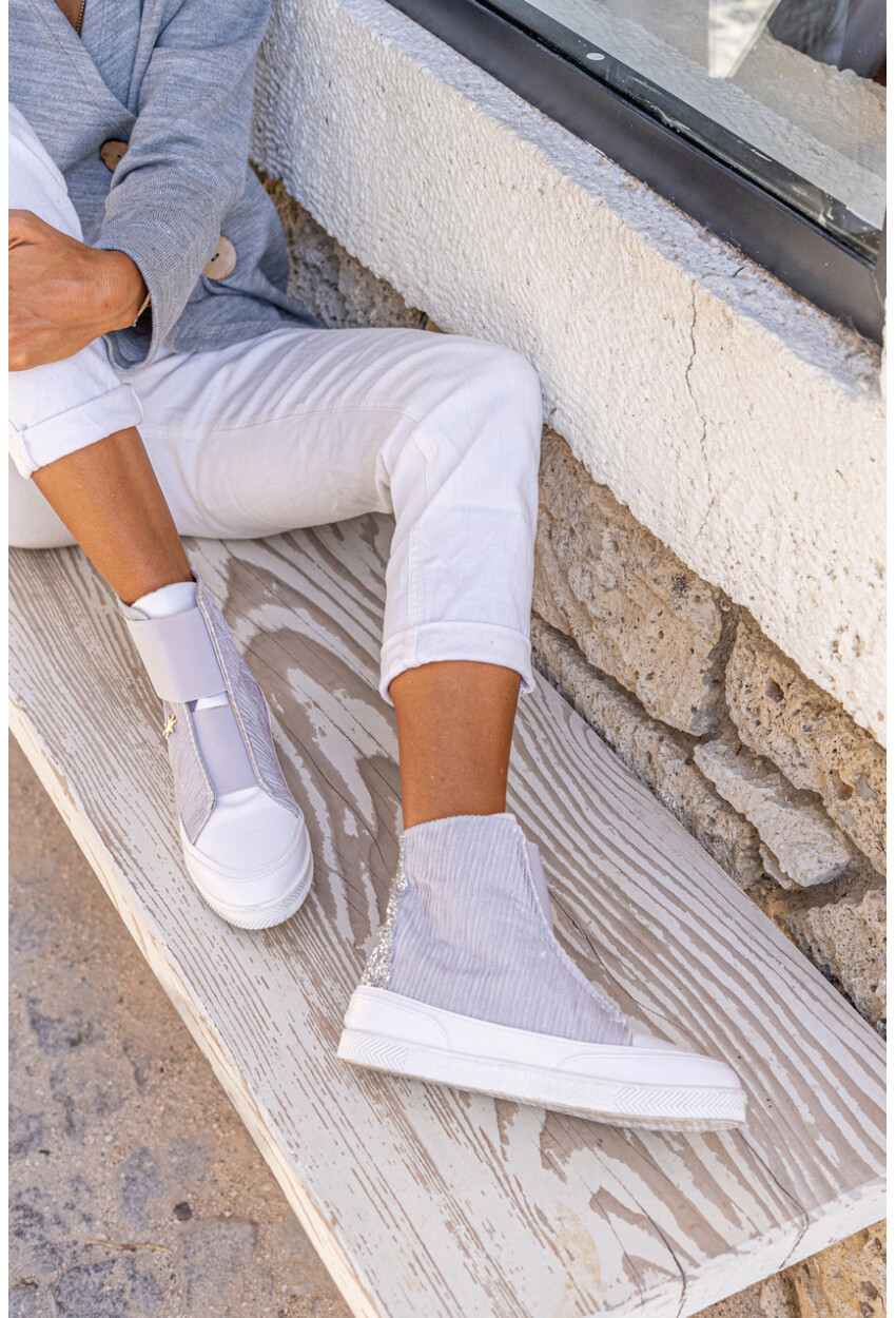 Guki35 Kadın Gri-Beyaz Günlük Rahat Vegan Hug High Top Sneaker Gk ...